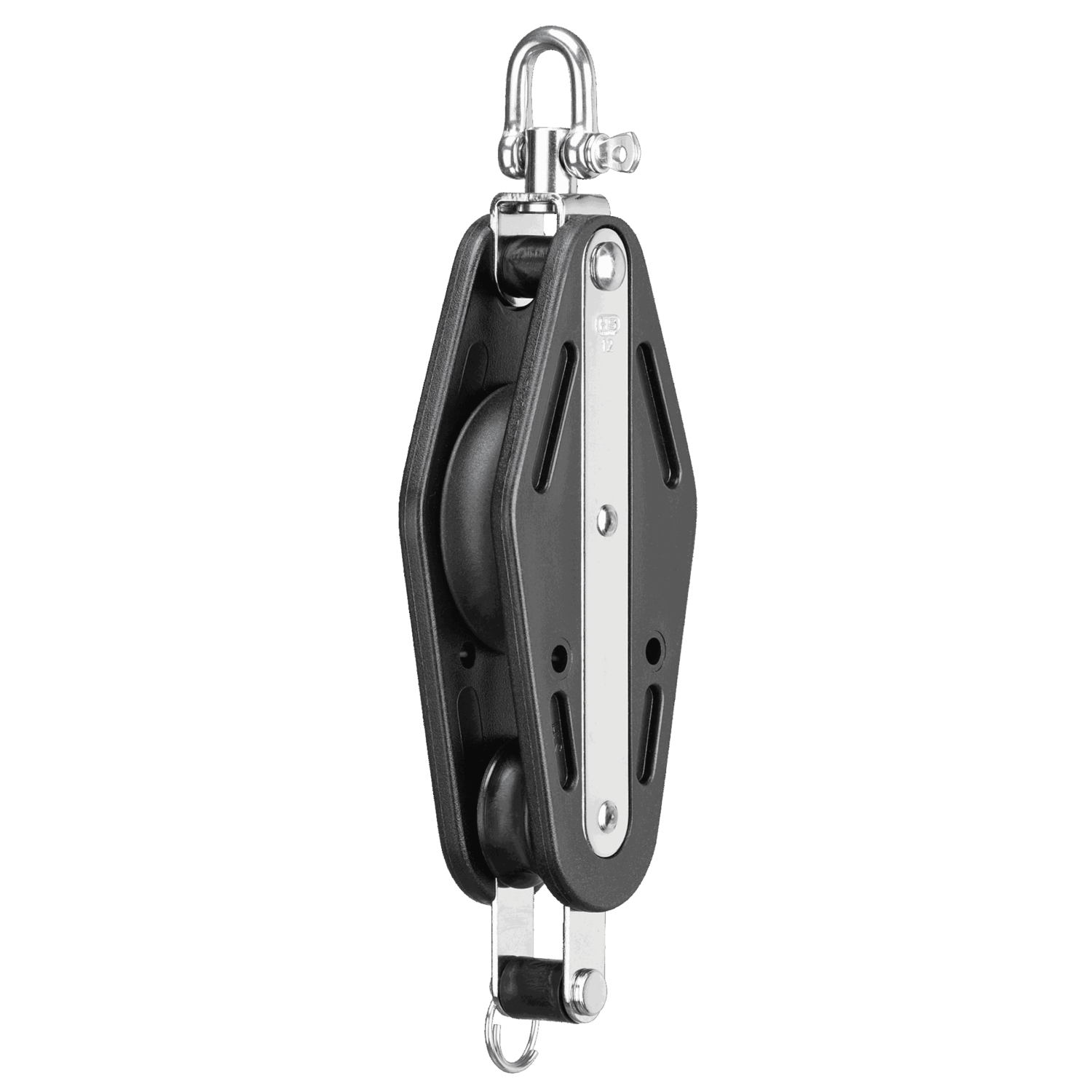 Fiddle block sliding bearing 12 mm - 2 sheaves, swivel, becket