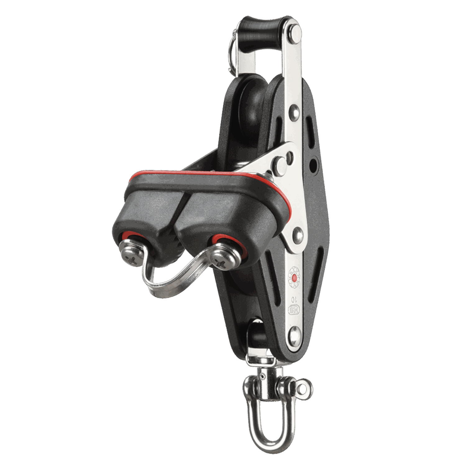 Mainsheet block ball bearing 10 mm - 2 sheaves, swivel, cam cleat ...